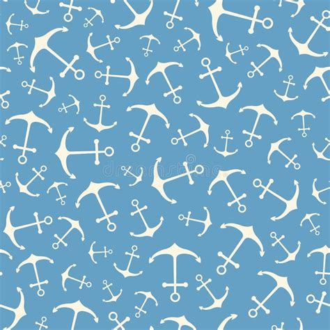 Nautical Seamless Pattern With Geometric Ship Anchors Stock Vector