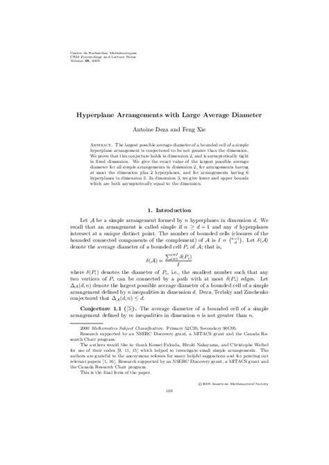 Pdf Hyperplane Arrangements With Large Average Diameter A
