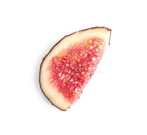 Slice Of Fresh Fig Isolated On White Top View Stock Photo Image Of