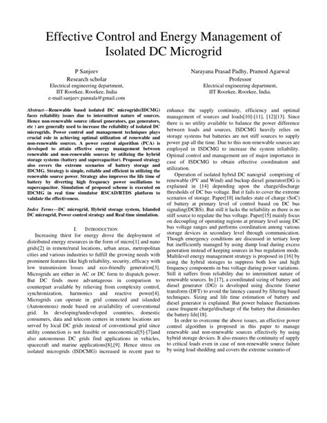 PDF Effective Control And Energy Management Of Isolated DC Microgrid
