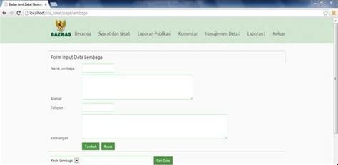 display of the zakat data form h acceptance data management form this