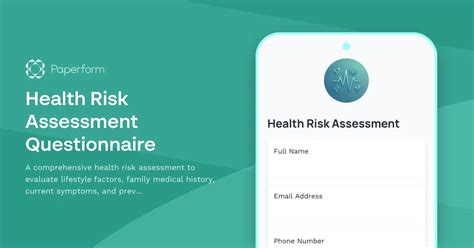 Health Risk Assessment Questionnaire Form Template Paperform