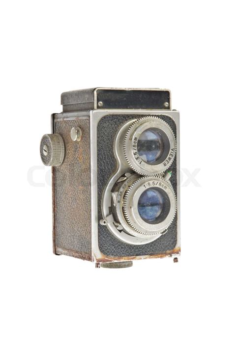 Old Camera With Two Lenses Stock Image Colourbox