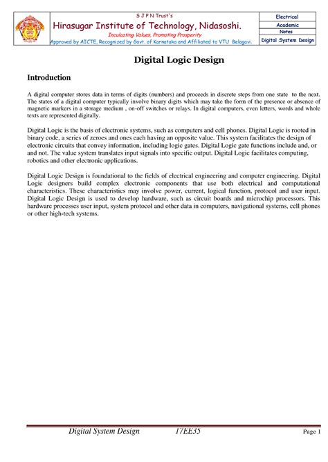 Digital System Design Digital Lecture Notes Digital System Design Ee Page Hirasugar