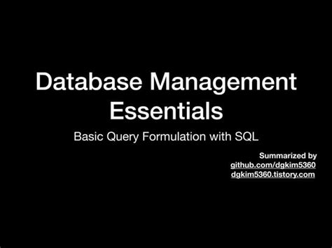 Database Management Essentials Module 4 Basic Query Formulation With