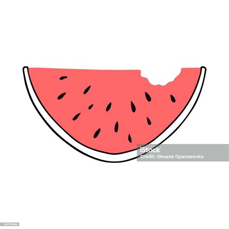 수박의 물린 조각 여름 방학 액세서리 흰색 배경에서 격리된 벡터 그림입니다 과일에 대한 스톡 벡터 아트 및 기타 이미지 과일