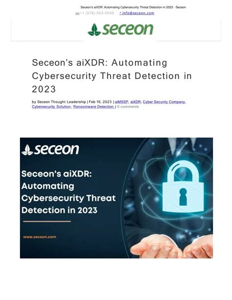 PPT Seceon S AiXDR Automating Cybersecurity Threat Detection In 2023