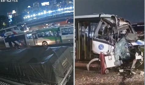 Câmera De Segurança Registra Batida Entre Micro ônibus E ônibus Que