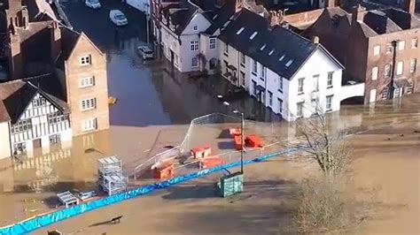 Worcestershire Floods Seen From Above As River Severn Bursts Its Banks