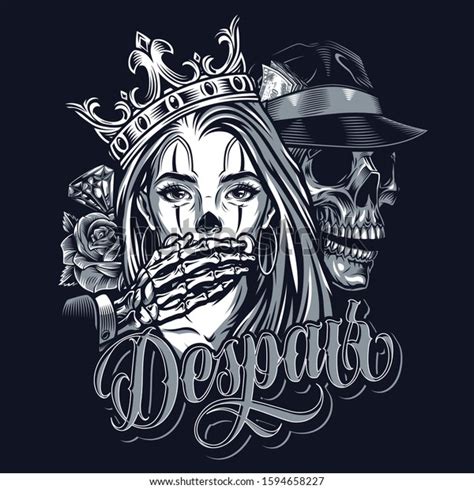 Vintage Chicano Style Tattoo Template Diamond Stock Vector Royalty