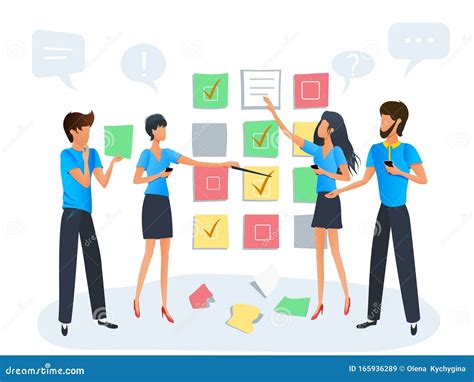 Vector Illustration Team Of Business People Working On A Project At