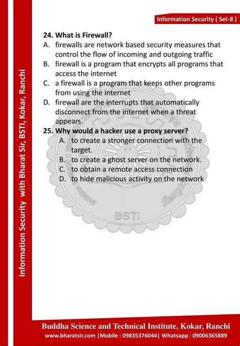 Mcq Information Security Cyber Security Computer Security By Bharat