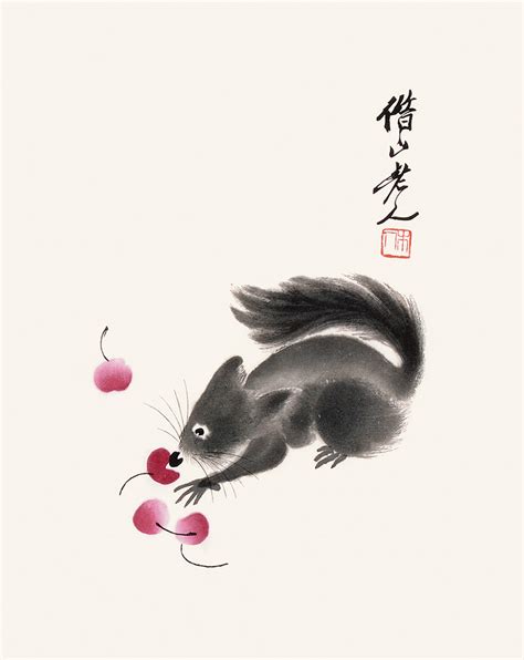 齐白石画集 松鼠 木版水印作品 荣宝斋 官方网站