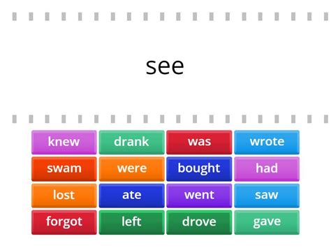 Match A2 Irregular Verbs Past Simple 1 Find The Match