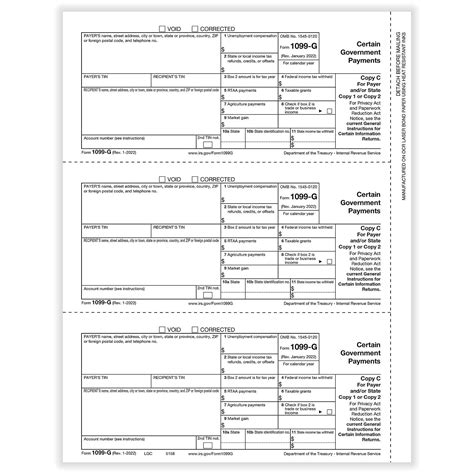 TFP 1099 G Payer Copy C And Or State Copy 1 2 Pack Of 100