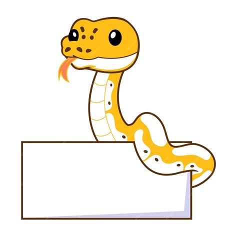 Premium Vector Cute Pastel Ivory Ball Python Cartoon With Blank Sign