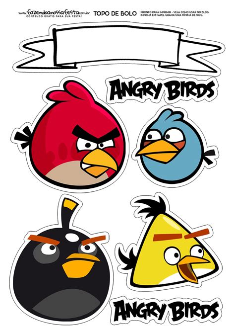 Angry Birds The Birds Free Printable Cake Toppers Oh My Fiesta