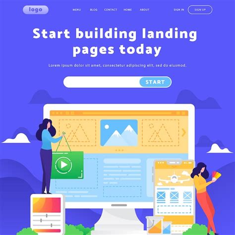 Premium Vector Vector Web Site Design Template Female Development Team And Designers Landing