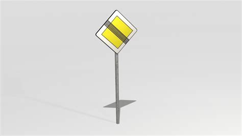 Traffic Sign Main Road End Model Turbosquid