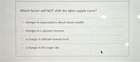 Solved Which Factor Will Not Shift The Labor Supply