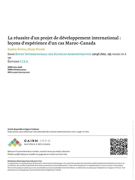 La Réussite Dun Projet De Développement International Pdf