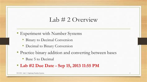 Ppt Cs 1150 Lab 2 Exploring Number Systems Powerpoint