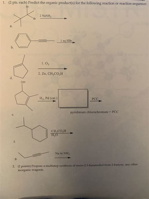 Solved A B D 2 Zn Ch3co2h 1 O3 E H2och3co3h →