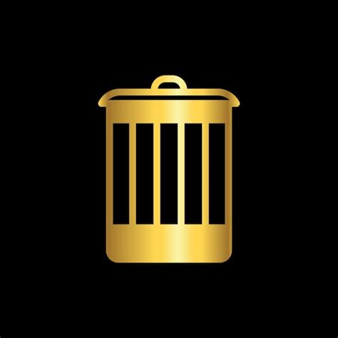 Premium Vector Gold Color Garbage Bin Icon Vector Template Logo Trendy Collection Flat Design