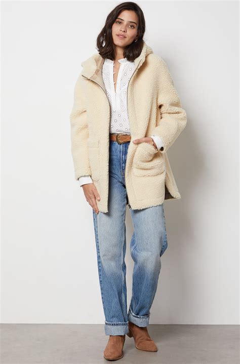 Manteau En Fausse Fourrure à Capuche Orphe Blanc Etam