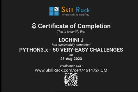 completing 50 python 3 x challenges on skillrack lochini j posted on the topic linkedin