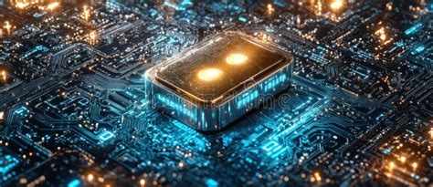 Futuristic Information Security Concept Digital Lock Glowing Circuits