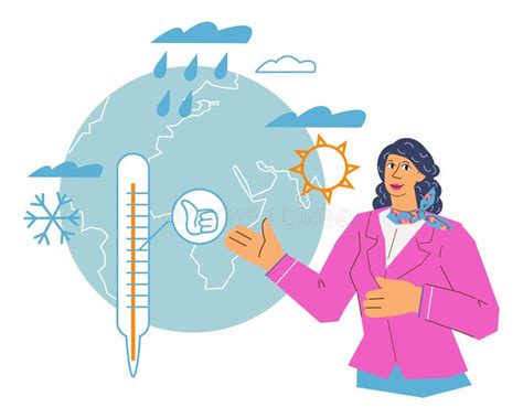 Meteorologist Predicts And Reports The Weather Weather Broadcasts Stock Illustration