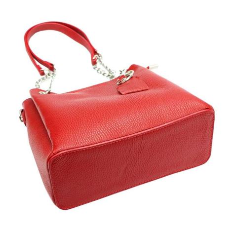 Torebka Damska Luka 19 62 DOLLARO Skóra Naturalna Czerwona Shopperbag z