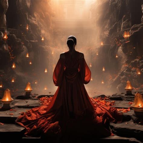 Premium Ai Image China Young Female Shaolin Asia Monk In Monastery