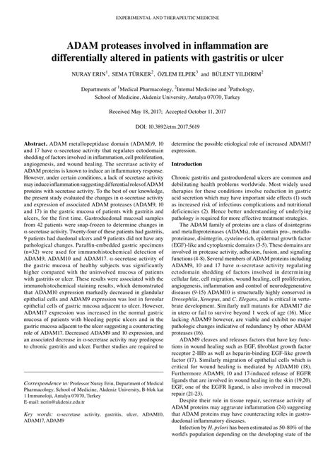 Pdf Adam Proteases Involved In Inflammation Are Differentially
