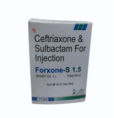 Forxone Ceftriaxone Sulbactam Injection Strength 1 5 Gm At Rs 96 Box