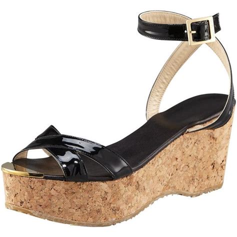 Jimmy Choo Panther Patent Cork Wedge Sandal Cork Wedges Sandals