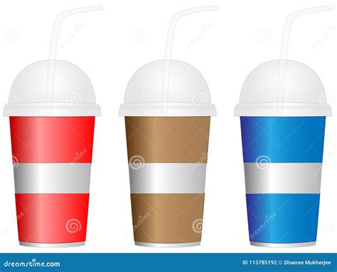 Vector Plastic Cup With Lid Mockup Stock Vector Illustration Of Straw
