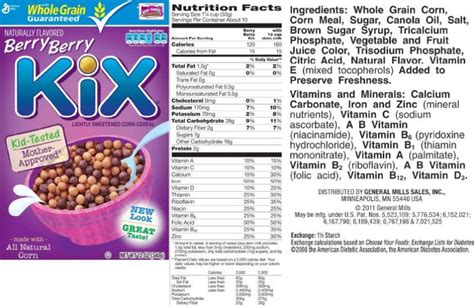 Kix Cereal Ingredients Label At Jennifer Marshall Blog