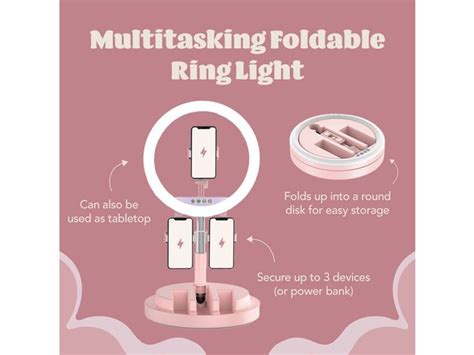 Multitasking Foldable Ring Light 3 Phone Holders Ink Black Gadget Hacks
