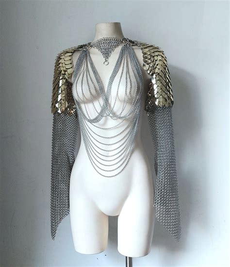 Wedding Scalemail Chainmail Shoulder Pauldrons Armour Metal Festival