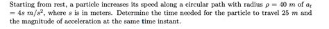 Solved Starting From Rest A Particle Increases Its Speed