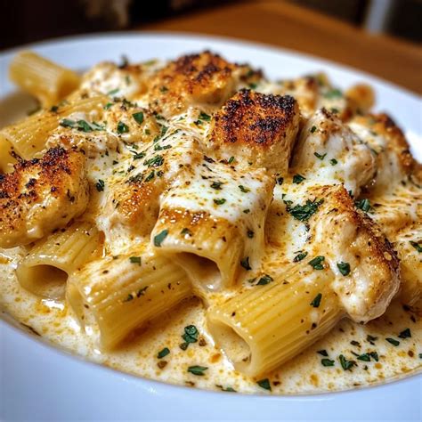 Mozzarella Cajun Chicken Rigatoni In Garlic Cheese Sauce