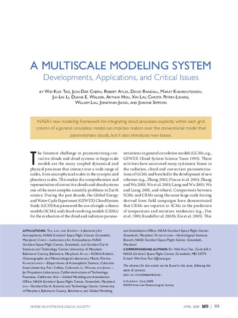 Pdf A Multiscale Modeling System Developments Applications And