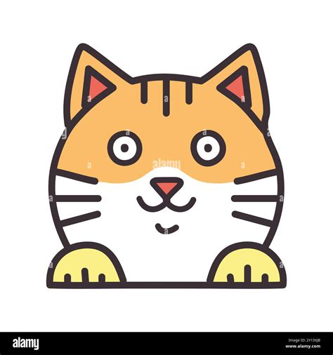 Cute Cat Cartoon Smiling Orange Tabby Cat Peeking Around Corner With