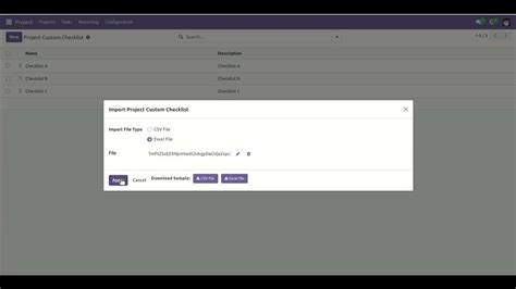 Project Own Checklist Import Checklist Through Csvxls Odoo Youtube