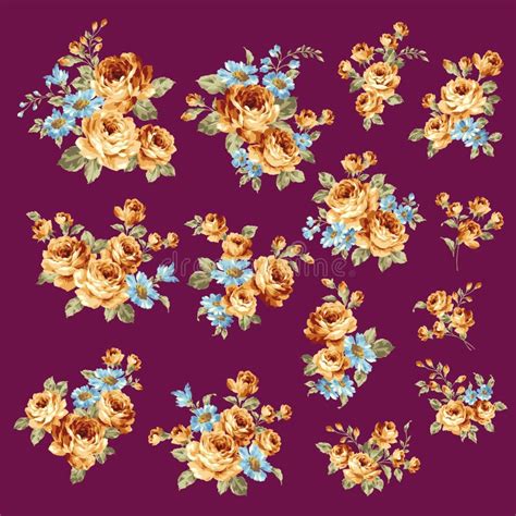 A Collection Of Rose Materials Ideal For Textile Design Stock Vector