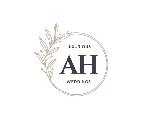 Ah Initials Letter Wedding Monogram Logos Template Hand Drawn Modern