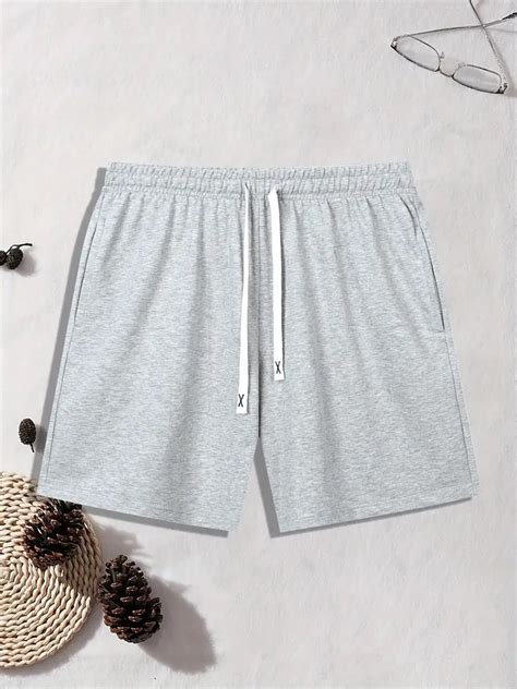 Mens Casual Elastic Drawstring Plain Color Sports Short Temu Australia