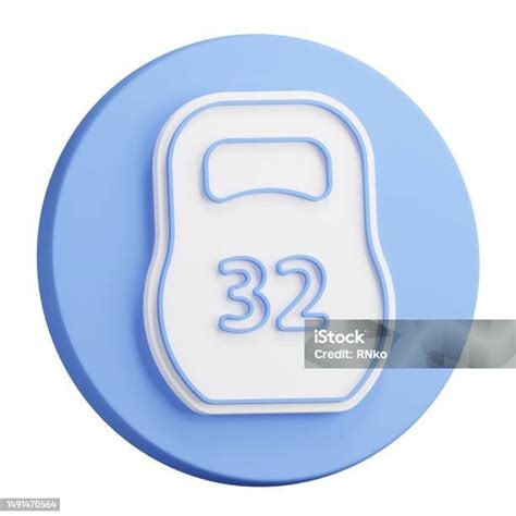 둥근 무거운 덤벨 스포츠 피트니스를 위한 케틀벨의 3d 버튼 렌더링 보디 빌딩 장비 흰색 배경에 격리된 사실적인 파란색 흰색 그림 2차 도형에 대한 스톡 사진 및 기타